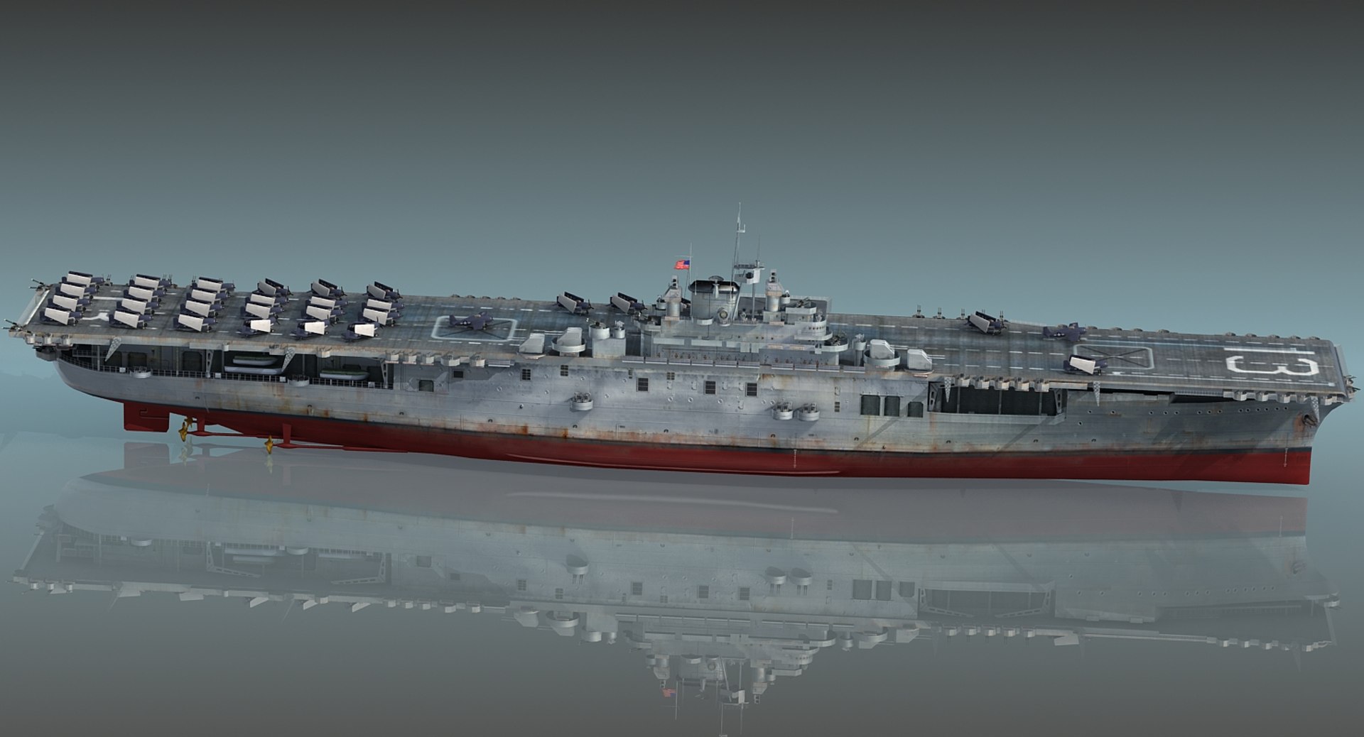 3D uss franklin cv-13 cv - TurboSquid 1413458