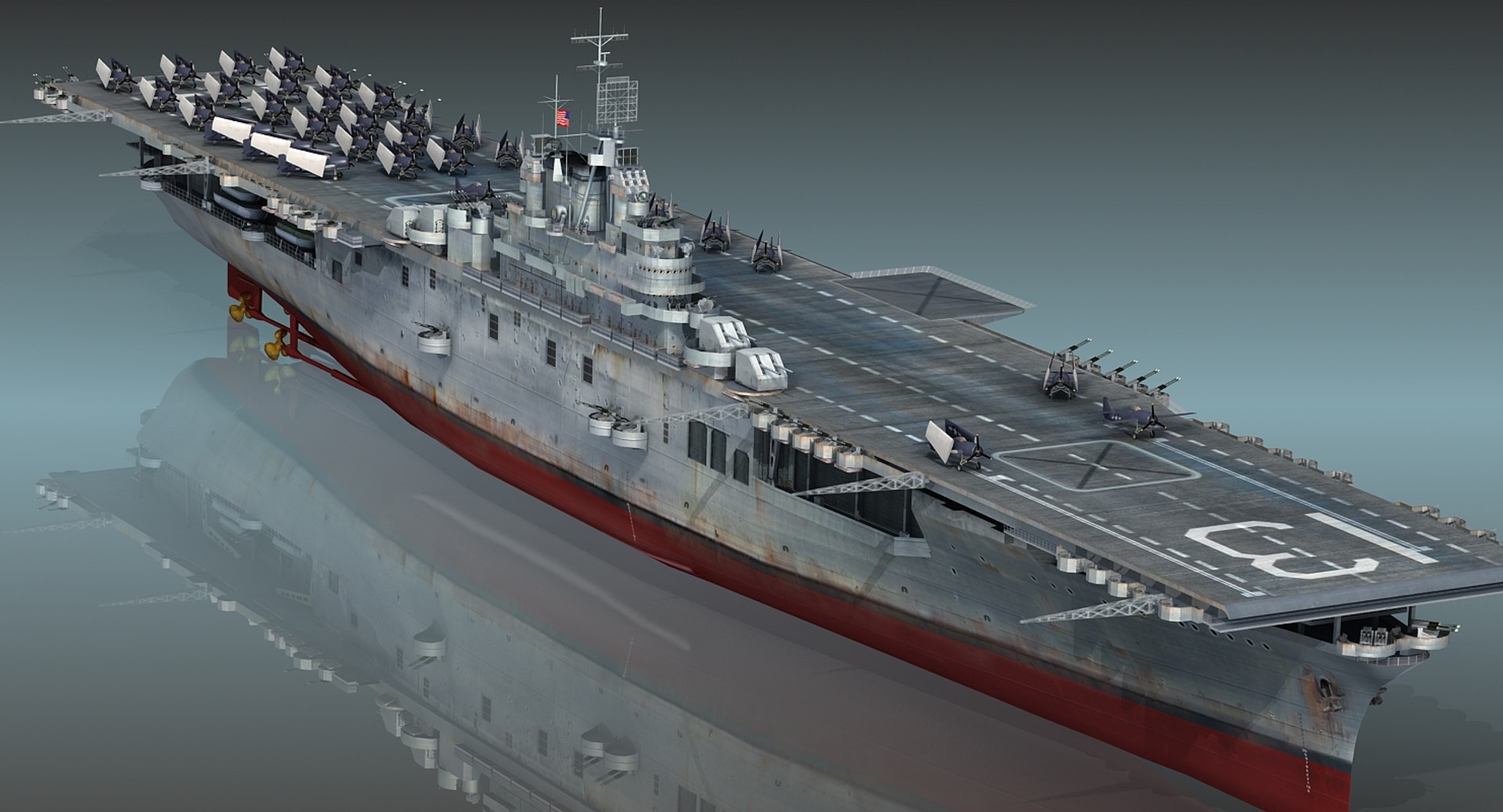 3D uss franklin cv-13 cv - TurboSquid 1413458