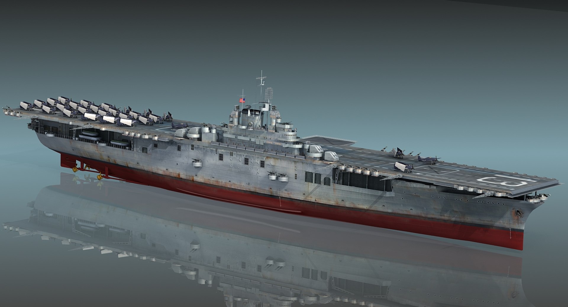 3D uss franklin cv-13 cv - TurboSquid 1413458