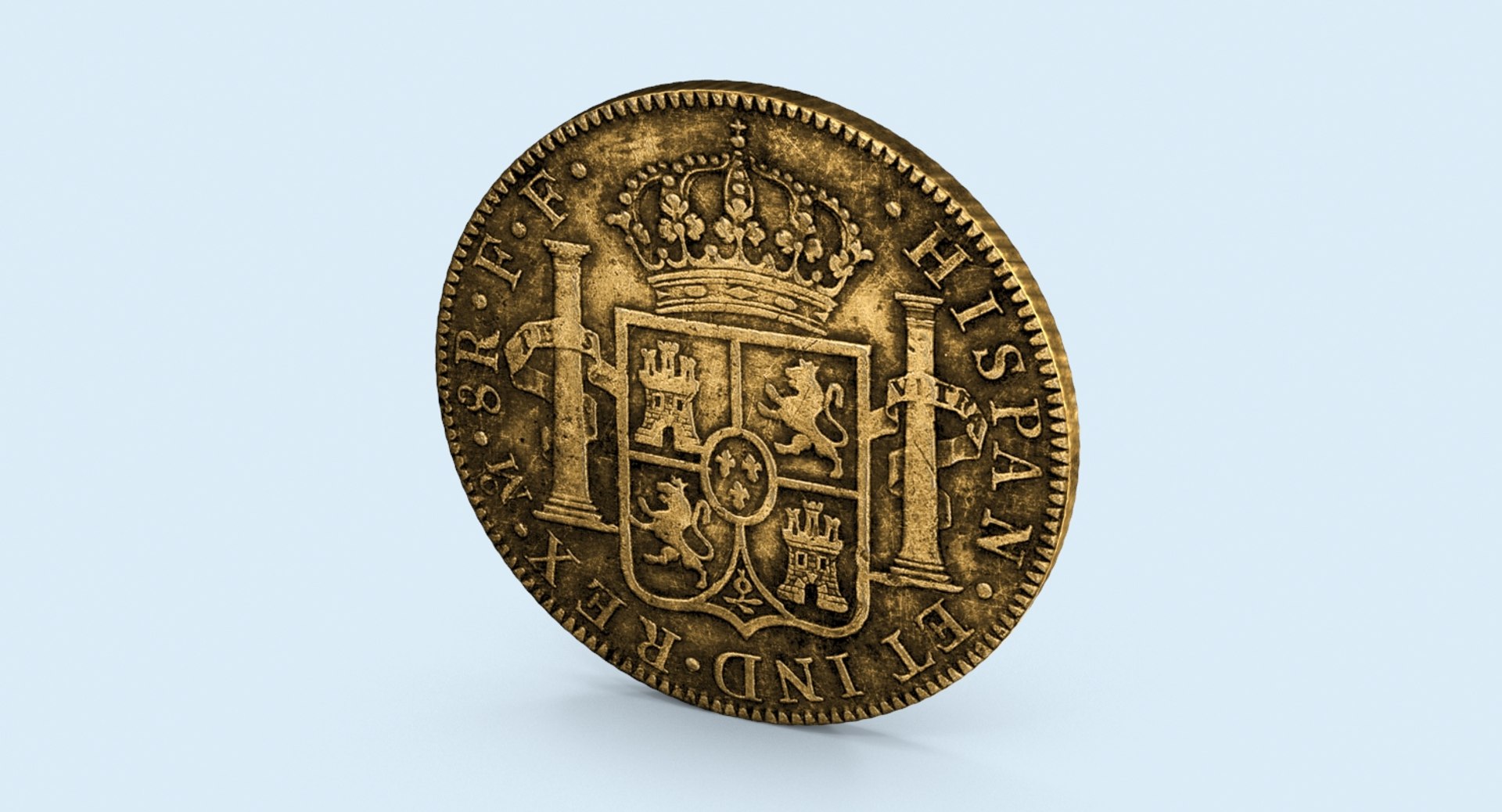 Gold Doubloon Aged 3d Model