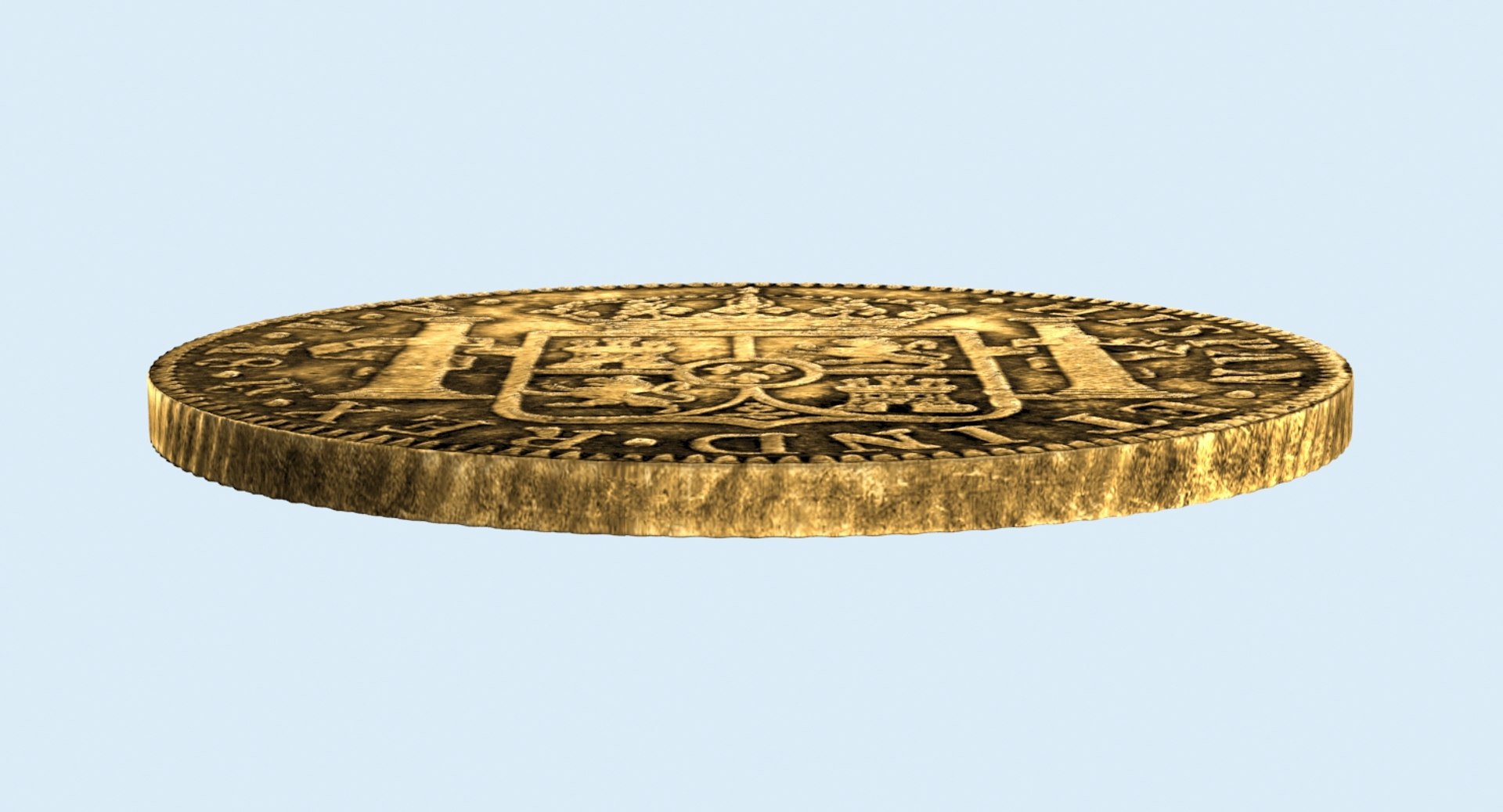 Gold Doubloon Aged 3d Model