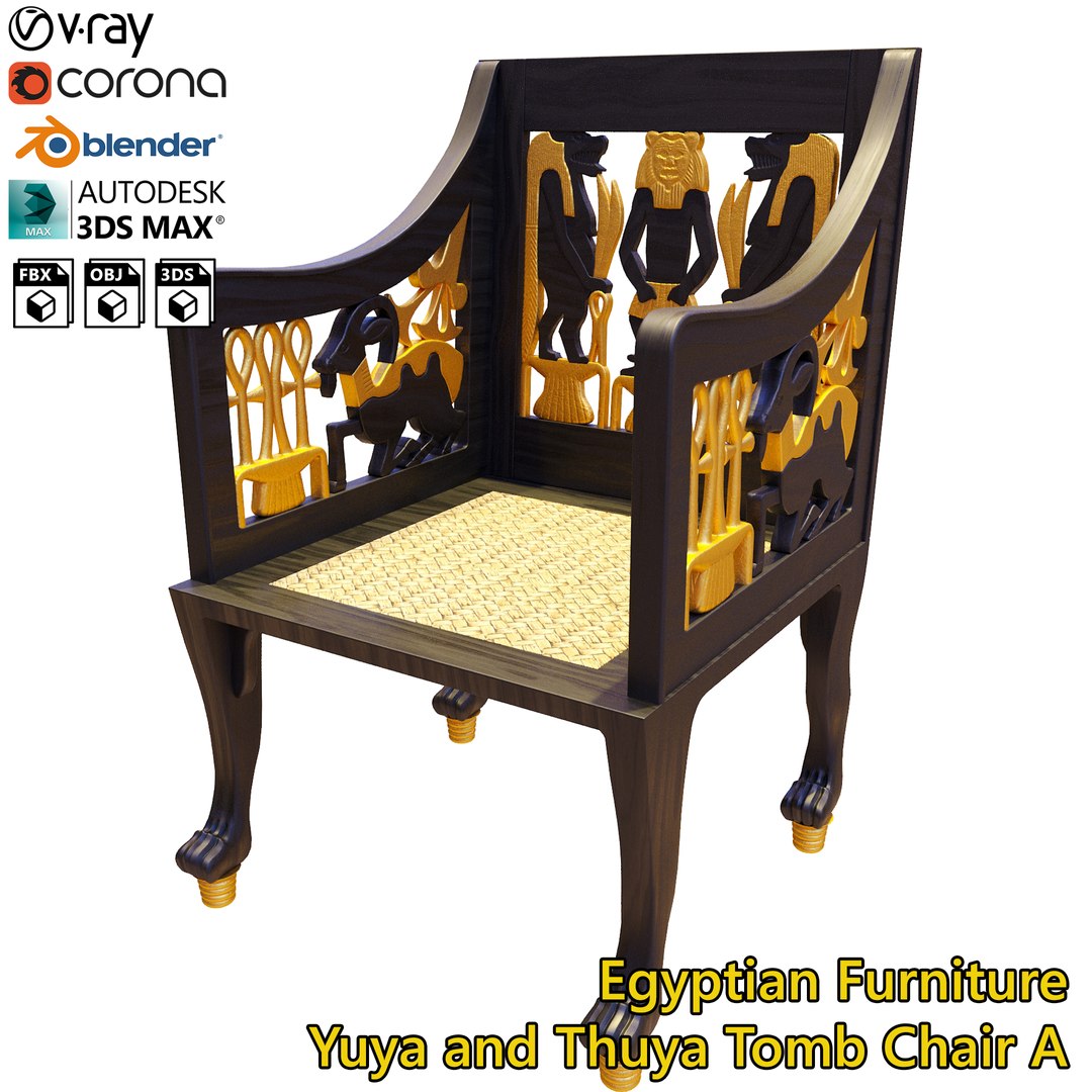 3D Egyptian Furniture - Yuya And Thuya Tomb Chair A - TurboSquid 2000621