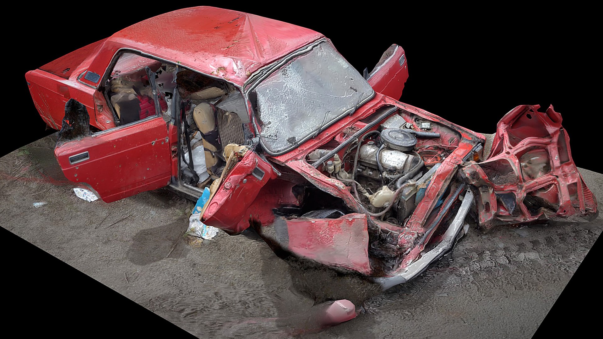 Ukraine War Abandoned Car Lada Wreck Destroyed Scan 3D - TurboSquid 2337815