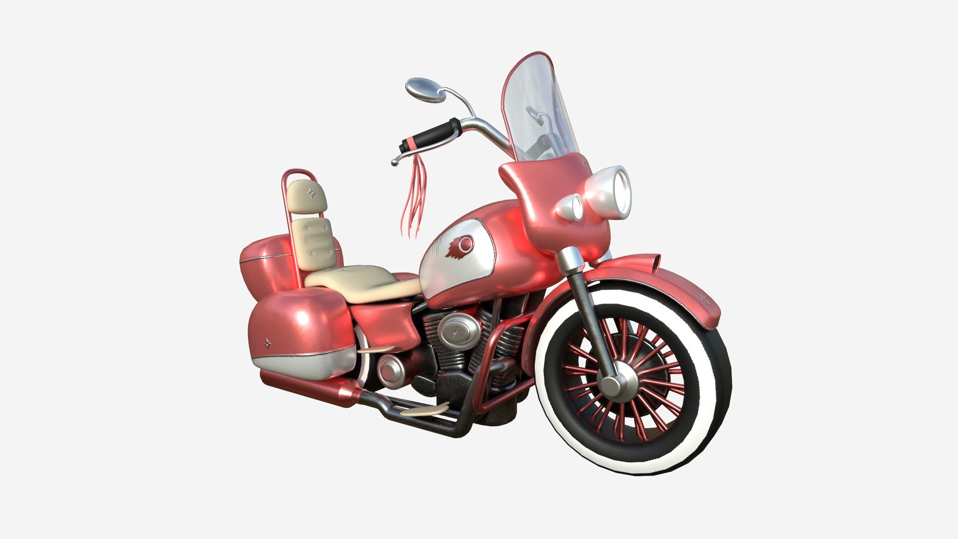 3D Motorcycle Cartoon B09 Light Red - Custom Vehicle Design model ...