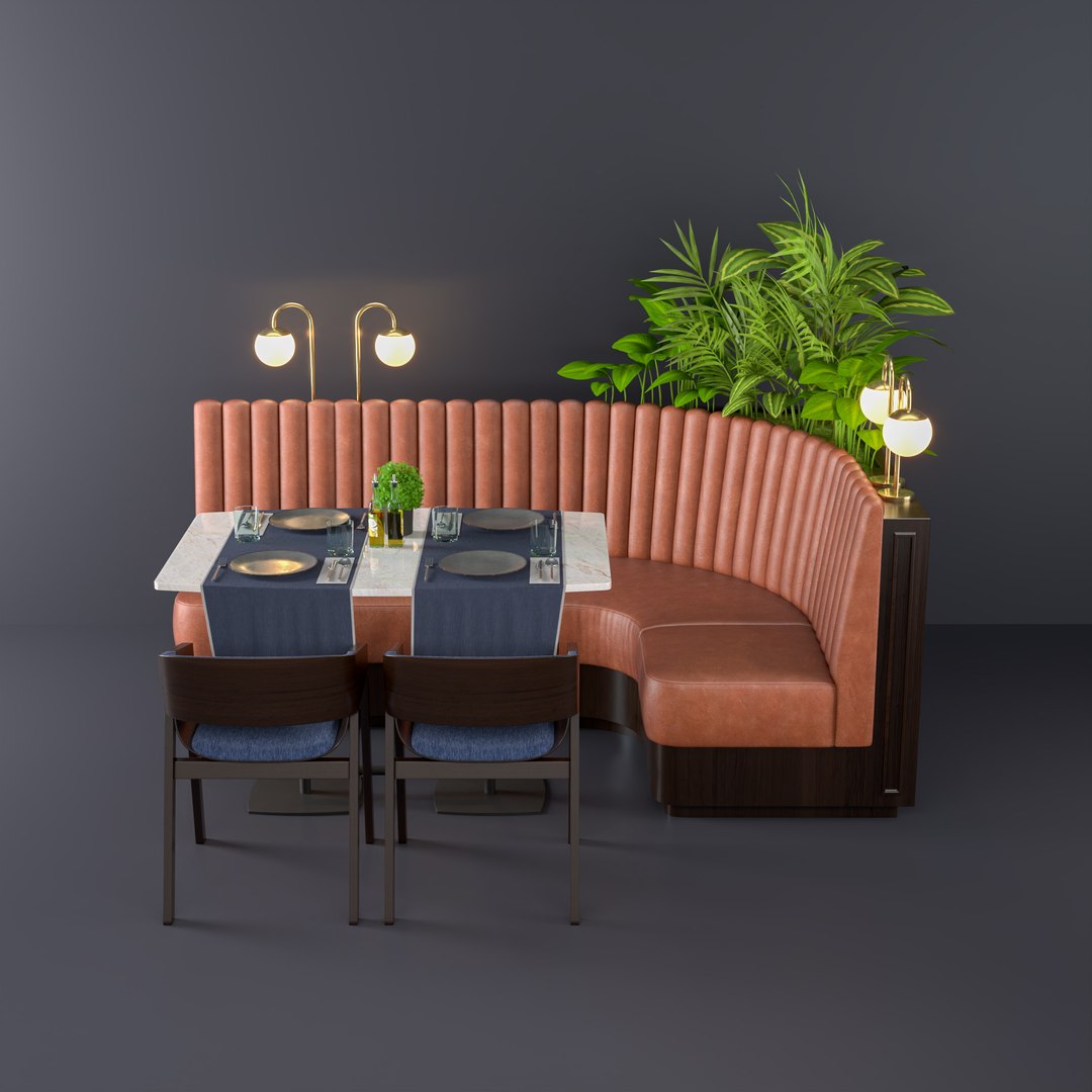 Orange Restaurant Table 3D - TurboSquid 1604559
