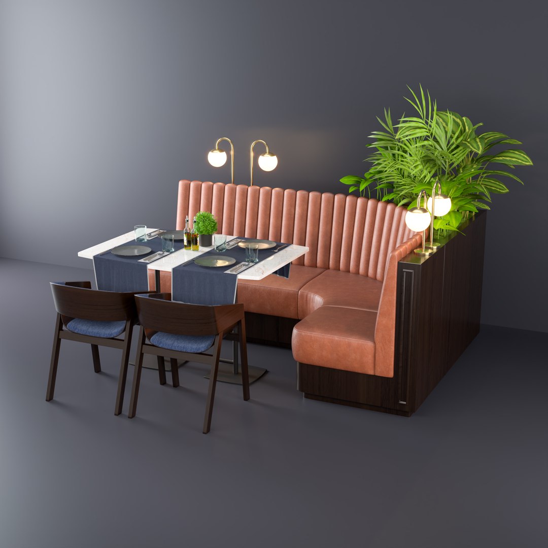 Orange Restaurant Table 3D - TurboSquid 1604559