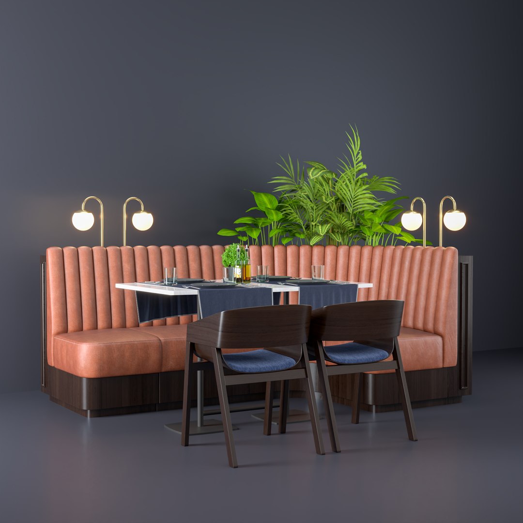Orange Restaurant Table 3D - TurboSquid 1604559