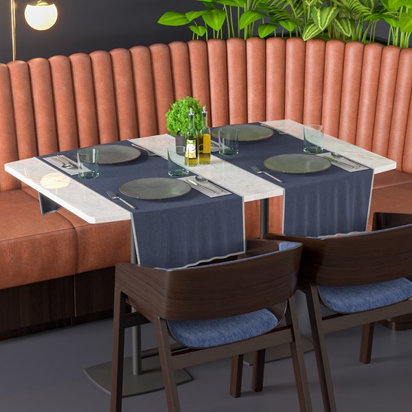 Orange restaurant table 3D - TurboSquid 1604559