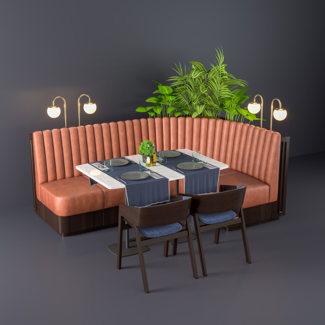 Orange Restaurant Table 3D - TurboSquid 1604559
