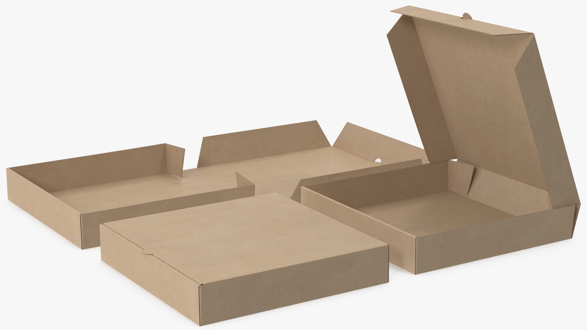 3D Pizza Boxes Kraft Paper - TurboSquid 1701870