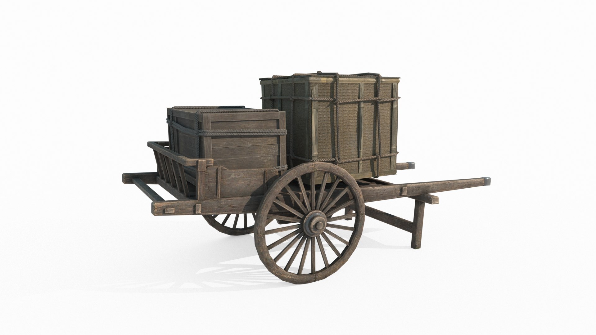 3D Ancient Handcart For Groceries - TurboSquid 2275366