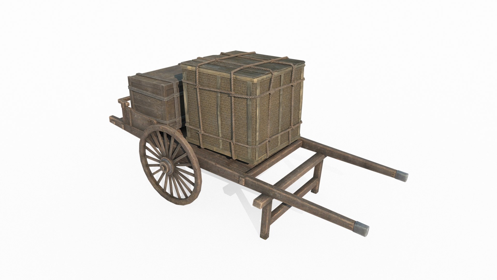 3D Ancient Handcart For Groceries - TurboSquid 2275366