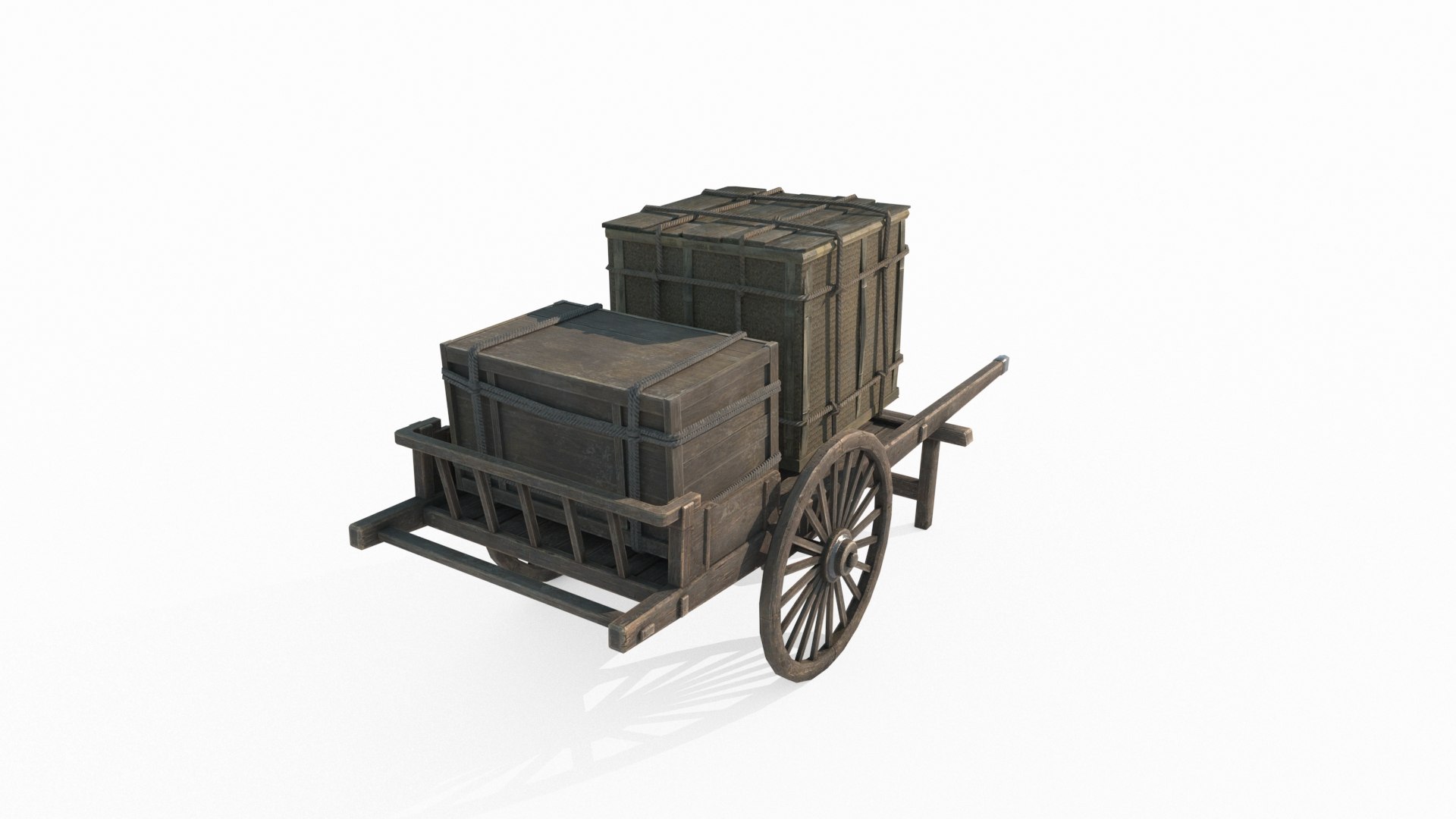 3D Ancient Handcart For Groceries - TurboSquid 2275366