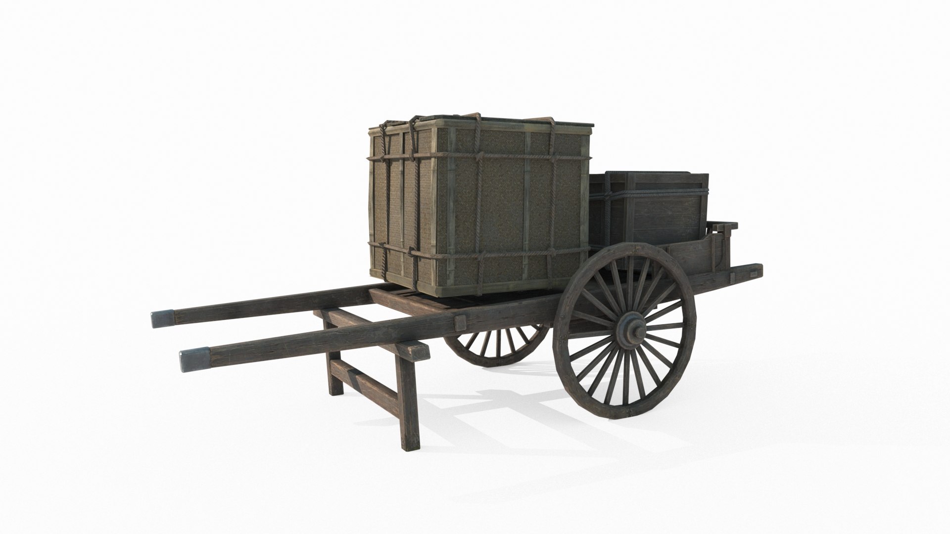 3D Ancient Handcart For Groceries - TurboSquid 2275366