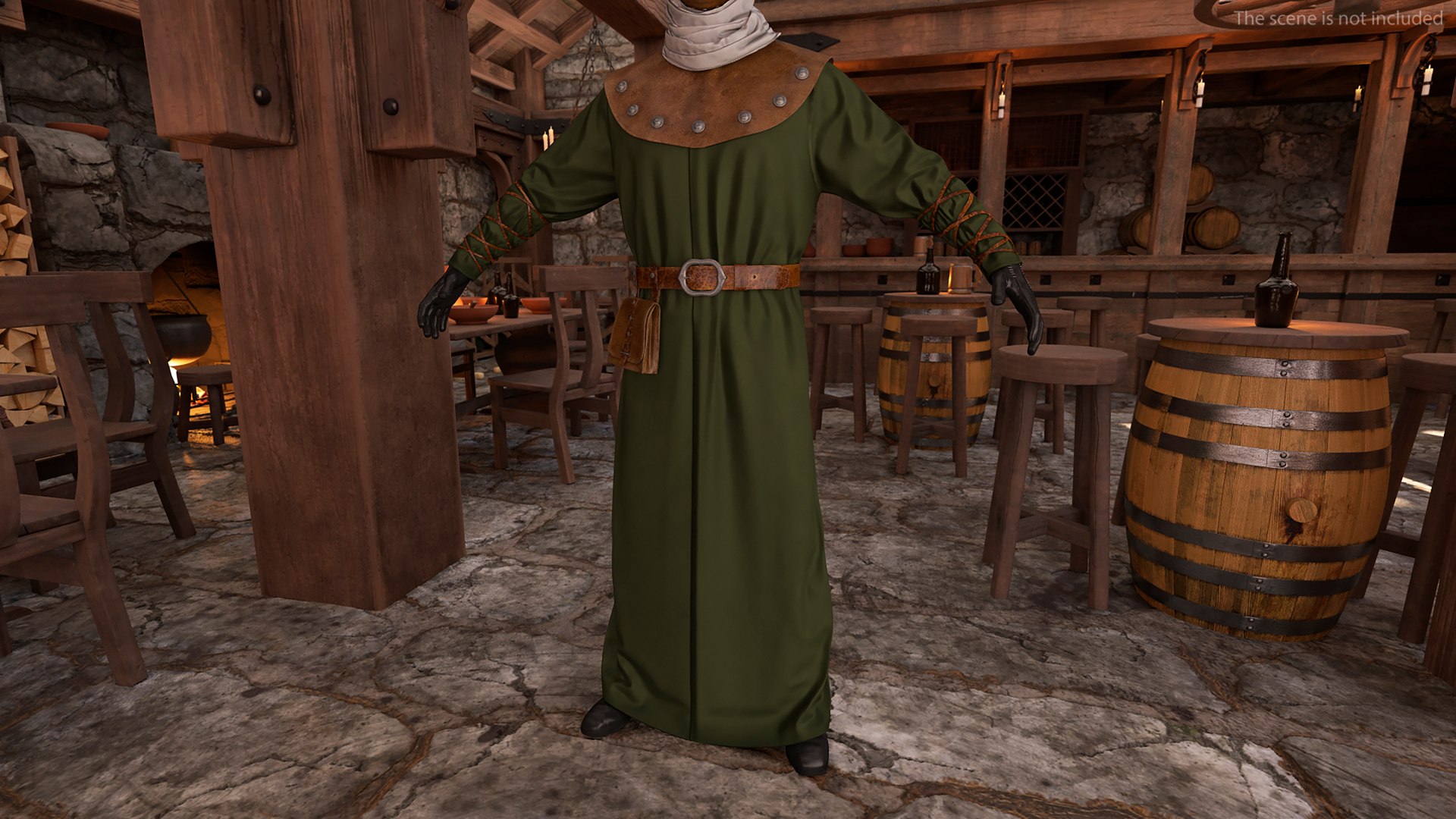 Medieval Monk Robe Outfit 3D - TurboSquid 2402326