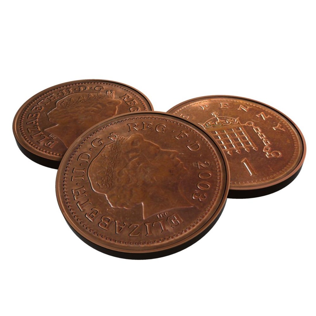 British 1 Penny 2003 3d Model