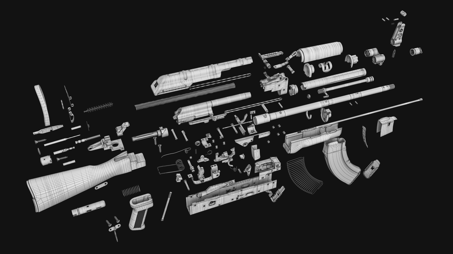 Assault Rifle AKM 1968 3D model - TurboSquid 1983653
