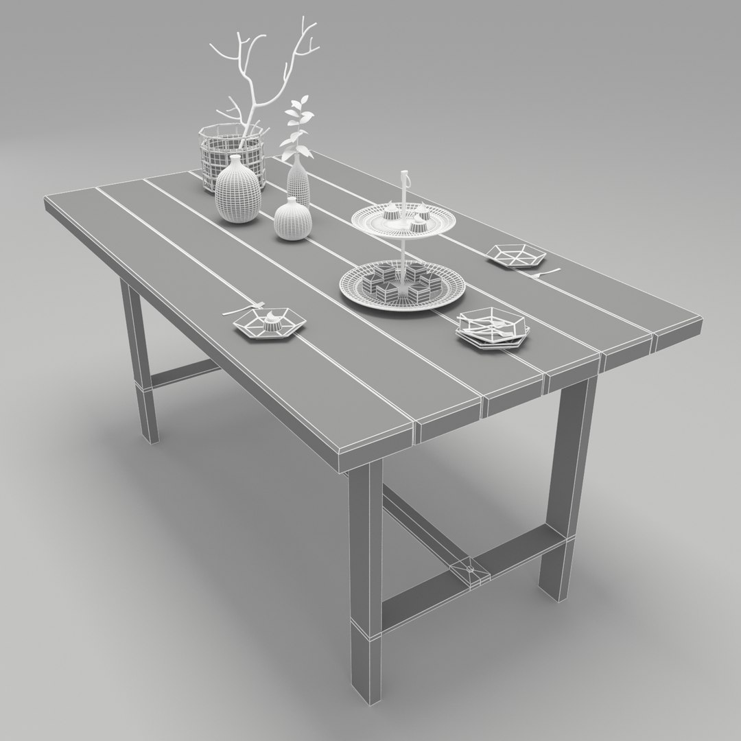 3D rustic table setting decor model - TurboSquid 1149650