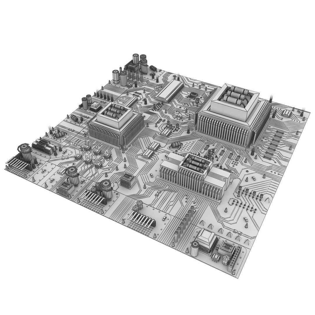 3d Model New Big Circuit Board