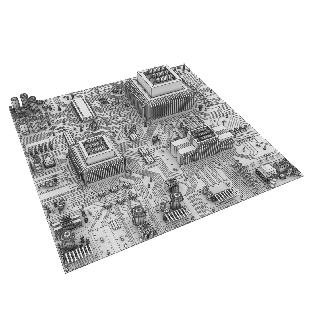 3d Model New Big Circuit Board