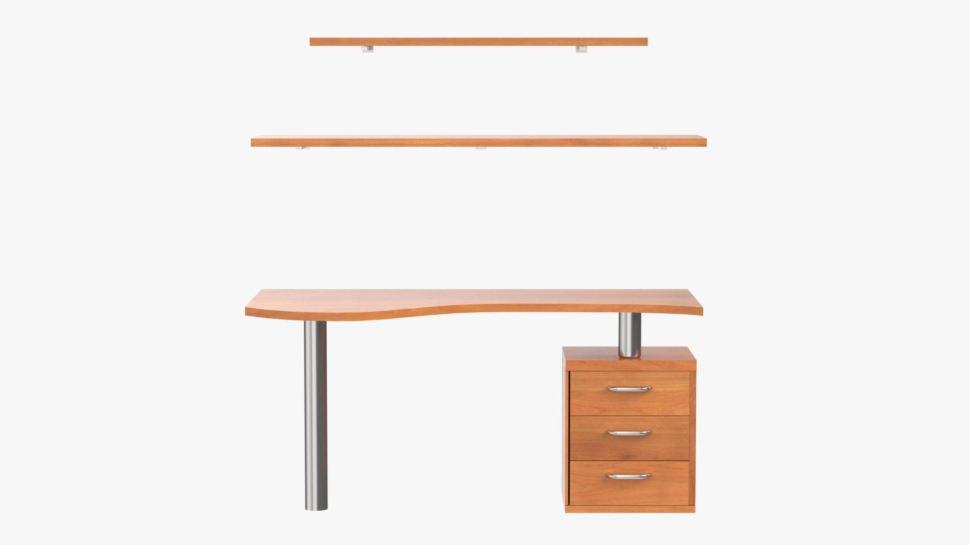 desk drawers shelf 1 3d model