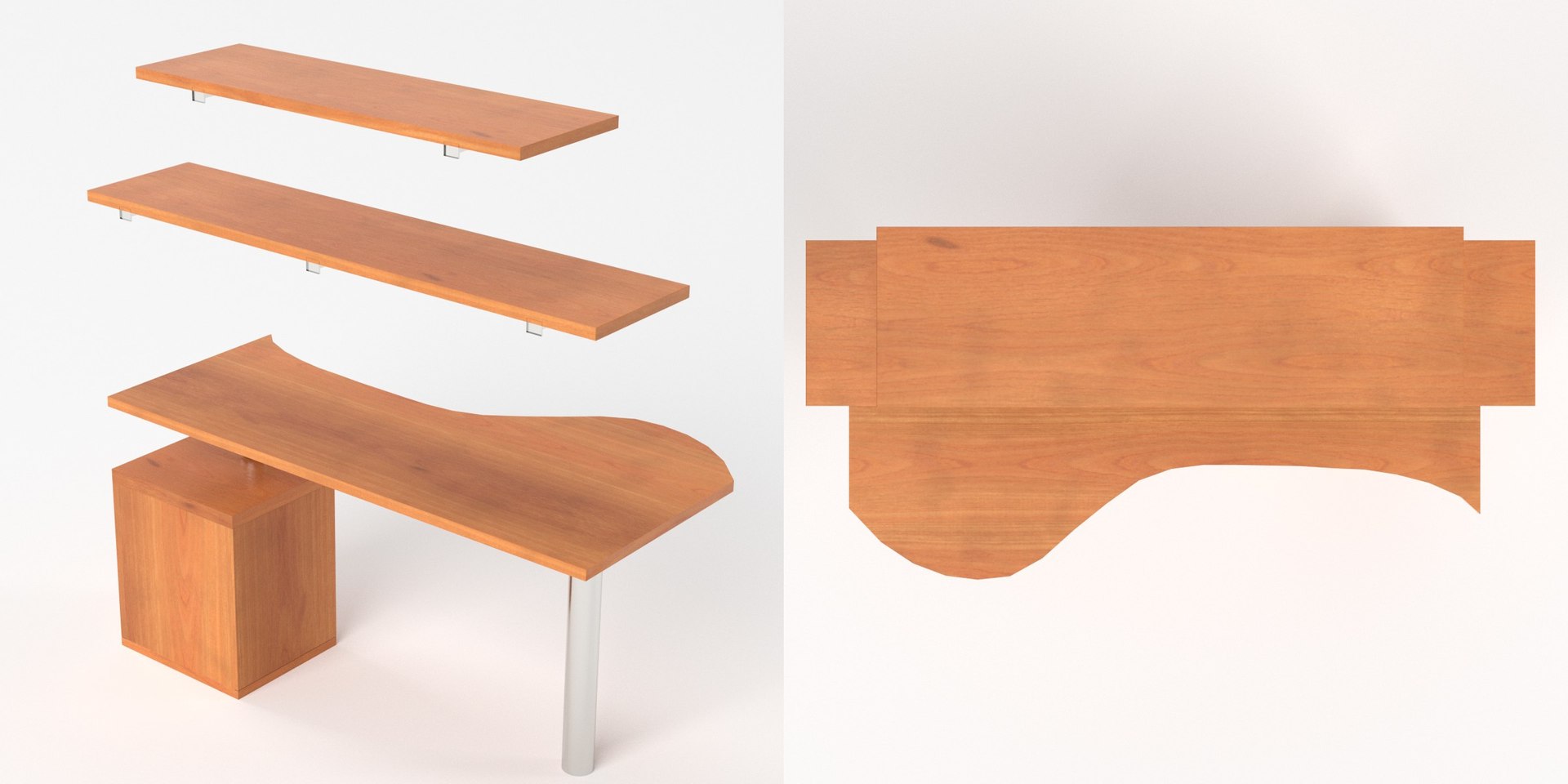 desk drawers shelf 1 3d model