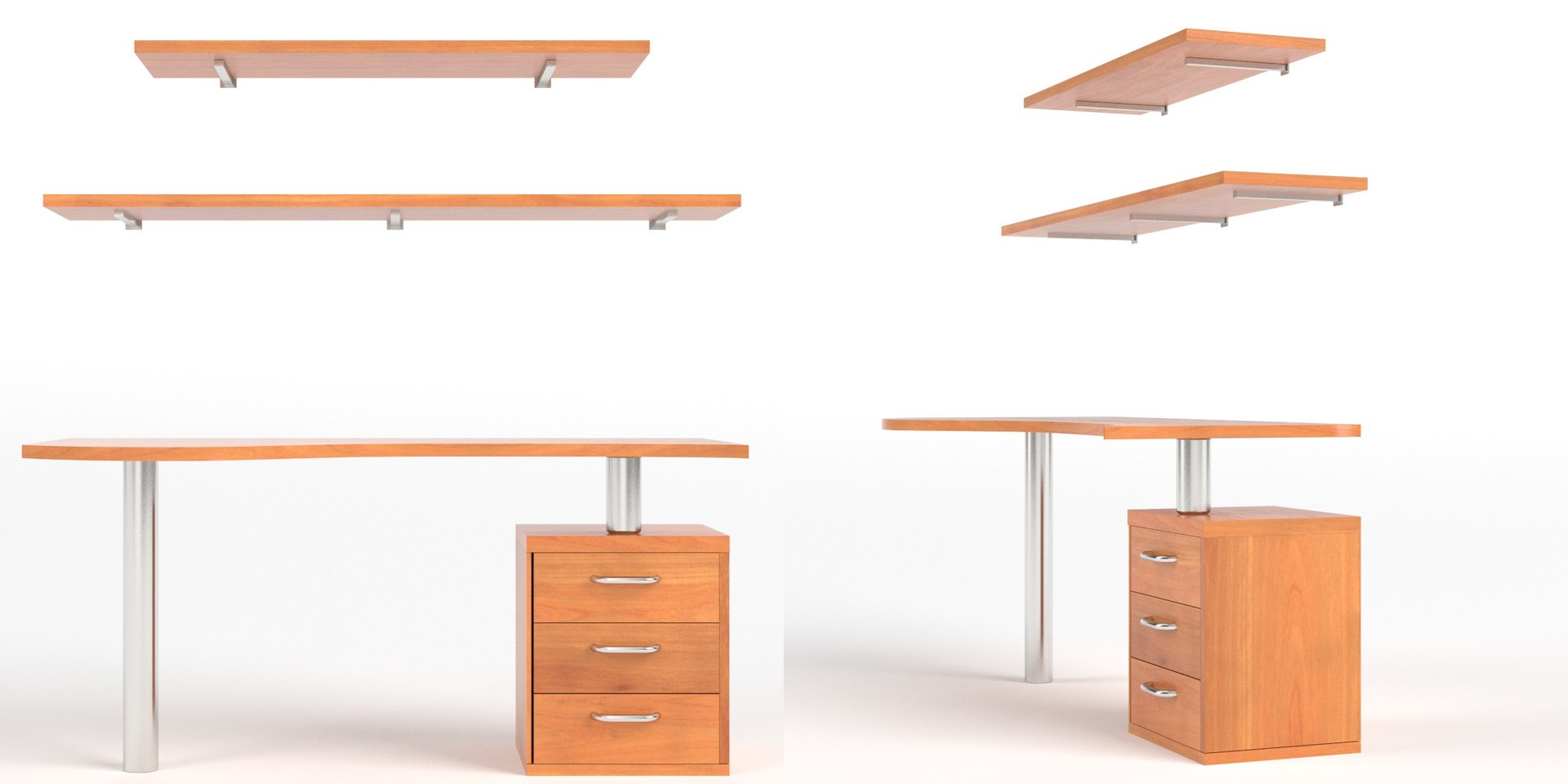 desk drawers shelf 1 3d model
