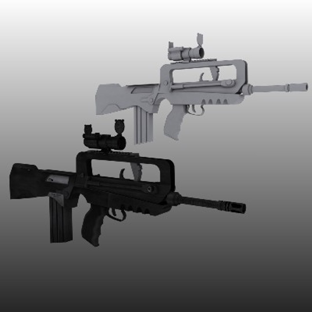 3d Model Famas Assault Rifle Aimpoint