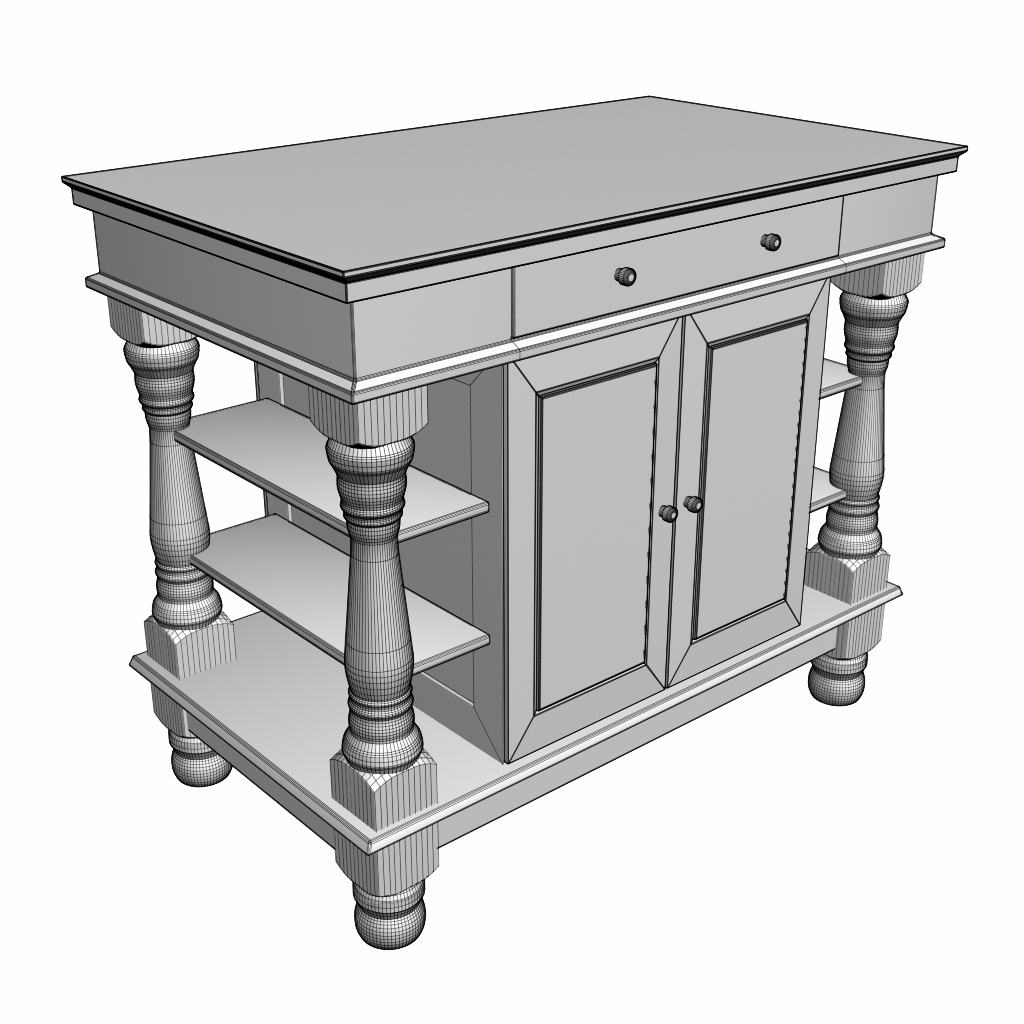 colonial kitchen table 3d max
