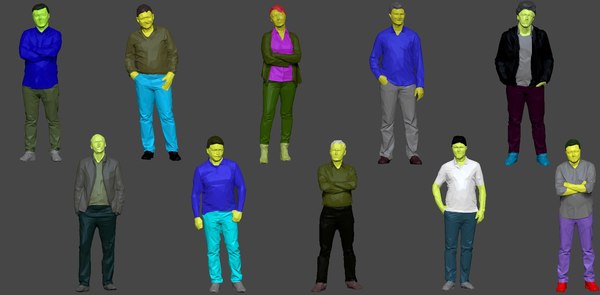 Colored 10 people pack 3D model - TurboSquid 1368380