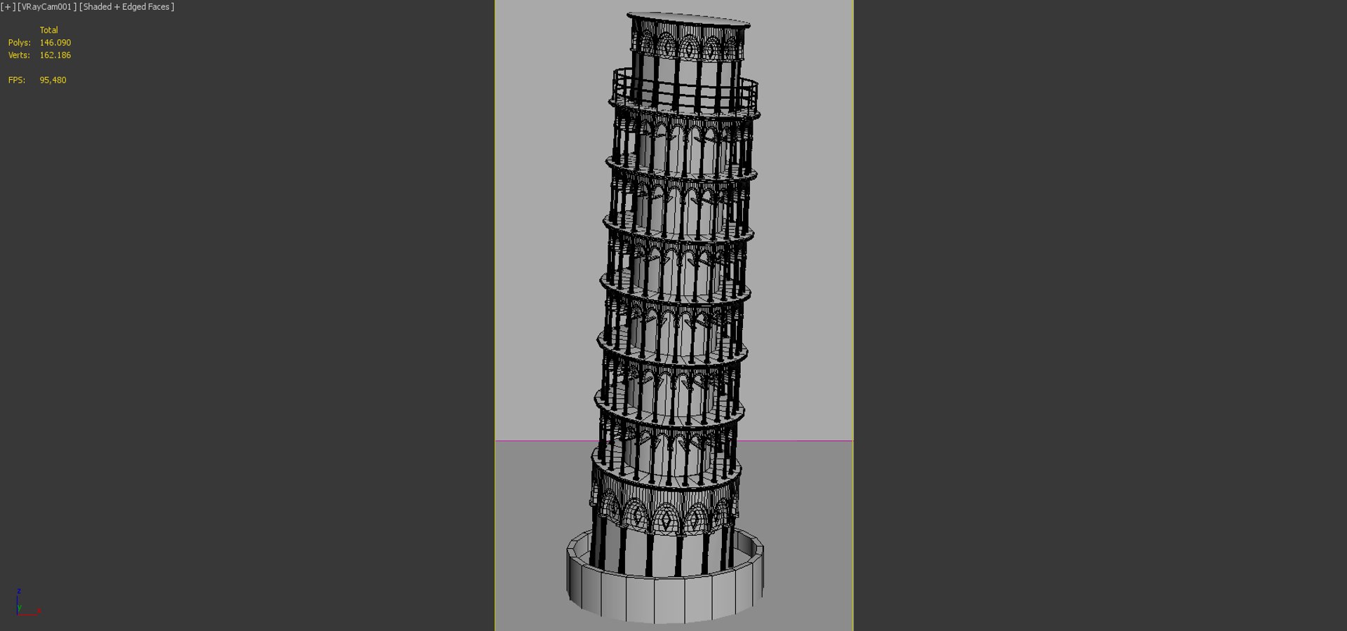 pisa tower 3d max