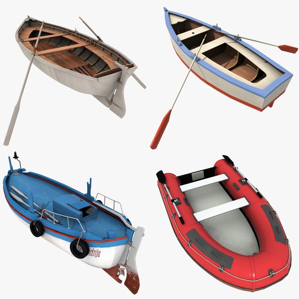 wood row boat 3d model