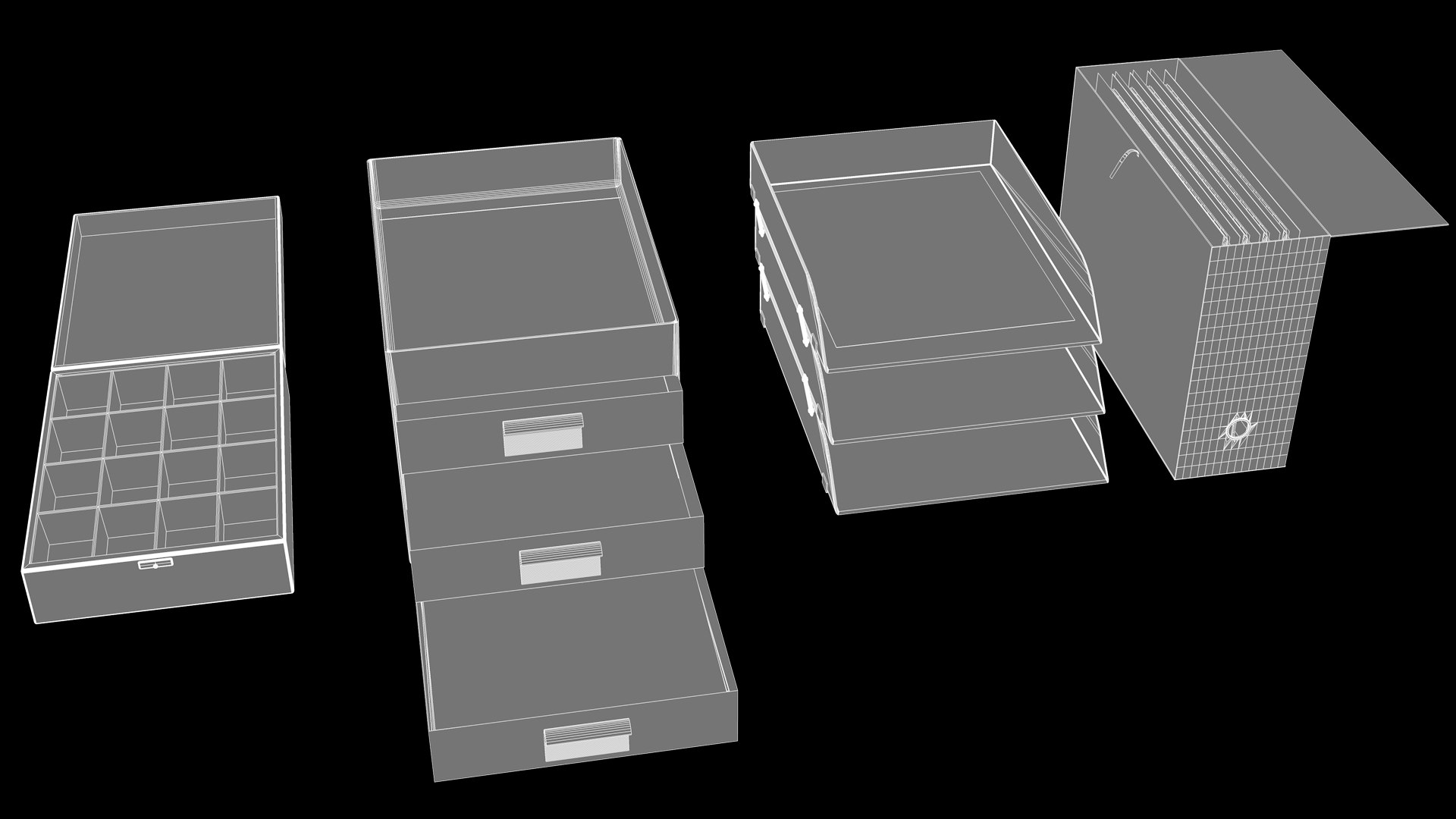 Desk Boxes Model - TurboSquid 1797805