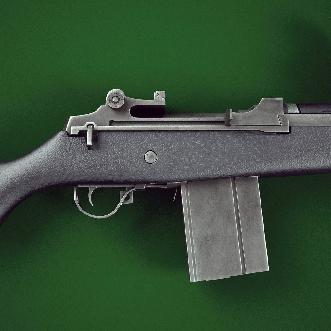 3d model m14 socom rifle red