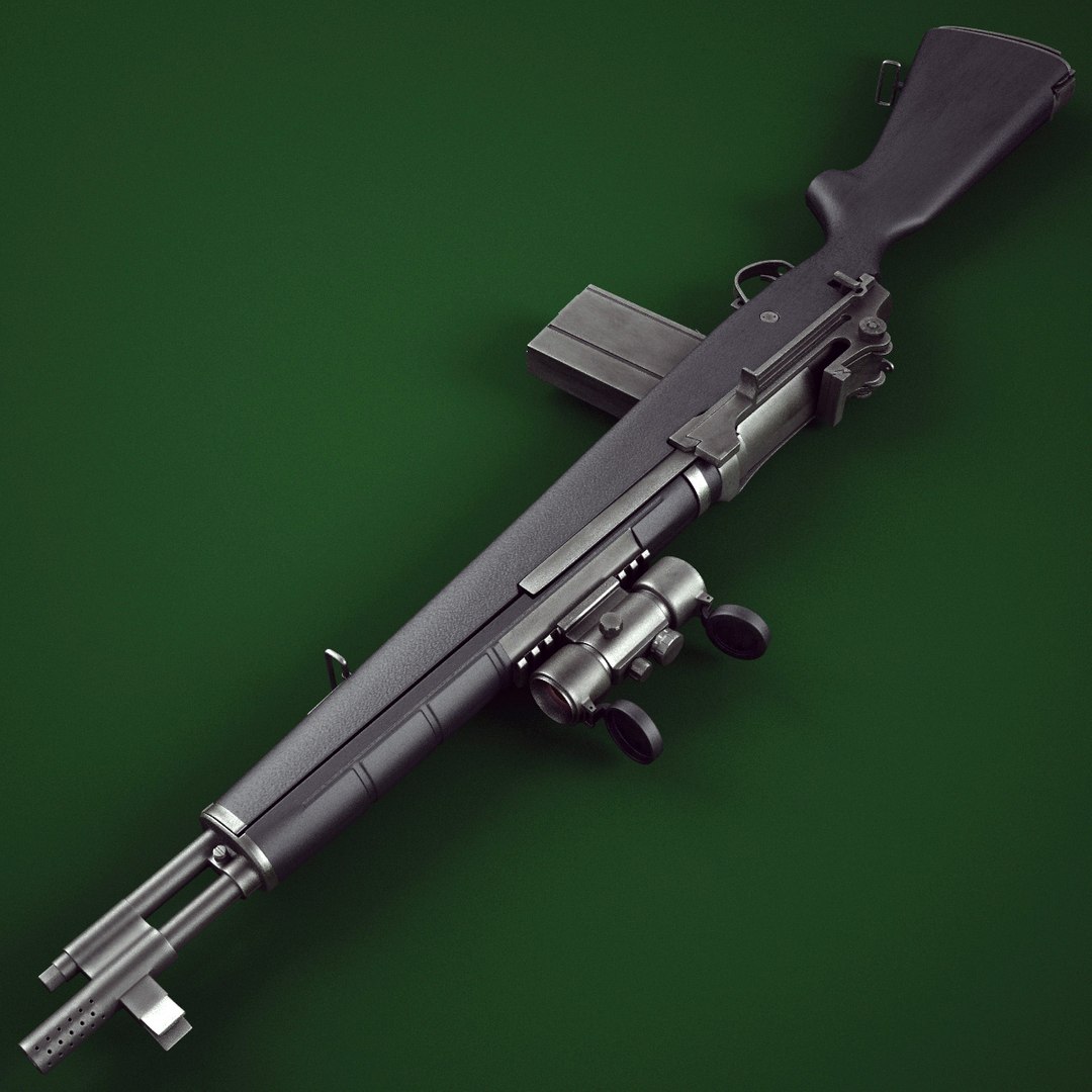 3d model m14 socom rifle red