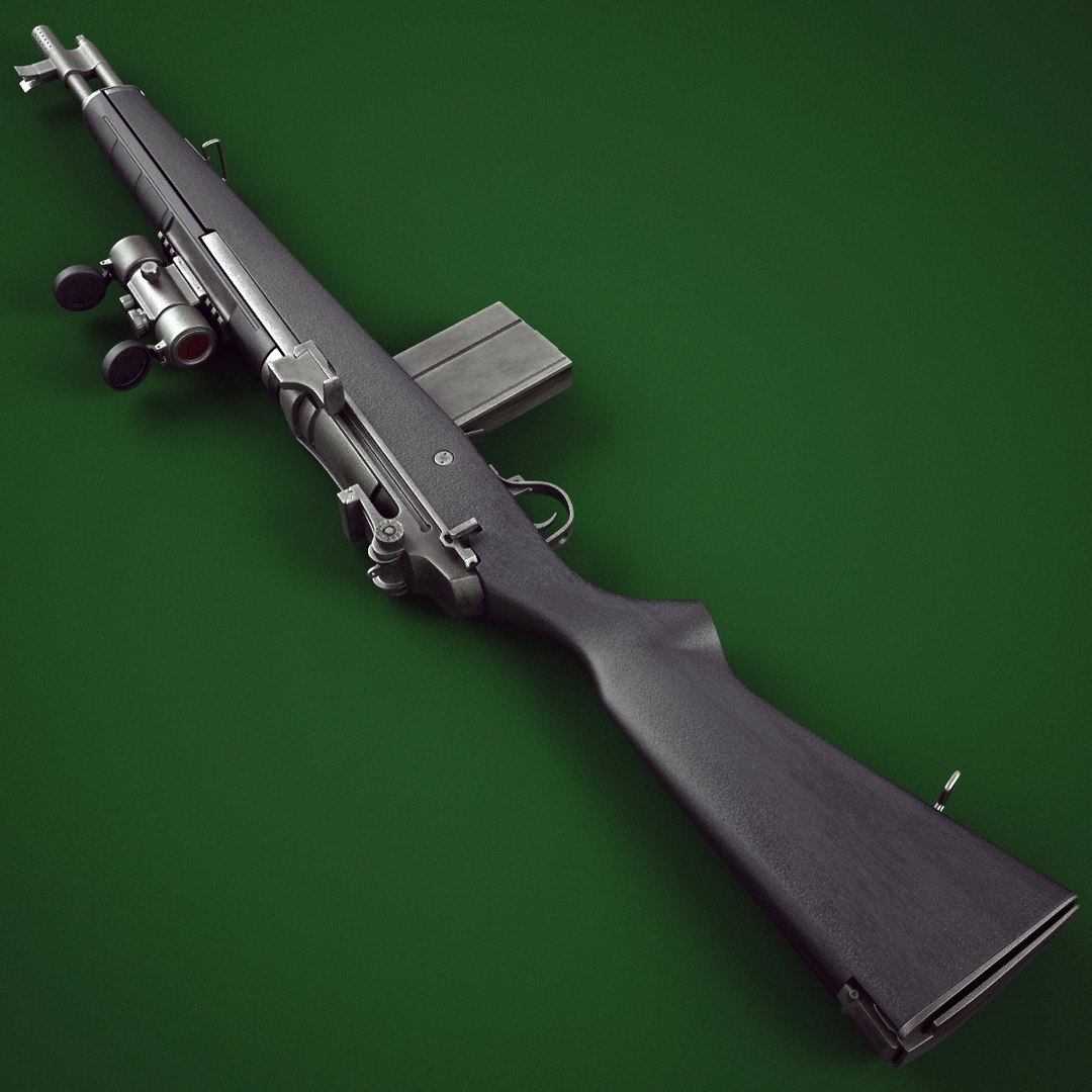 3d model m14 socom rifle red