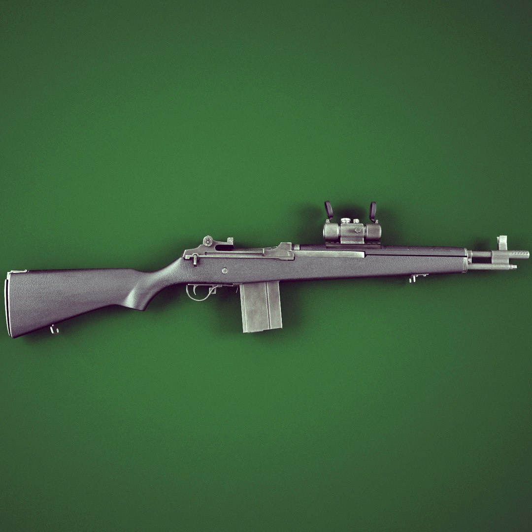 3d model m14 socom rifle red