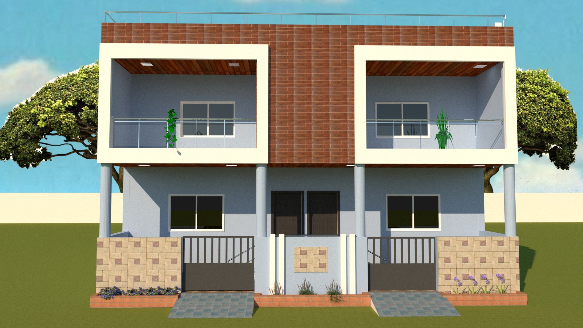 3D elevation of two floor building3D模型 - TurboSquid 1946864