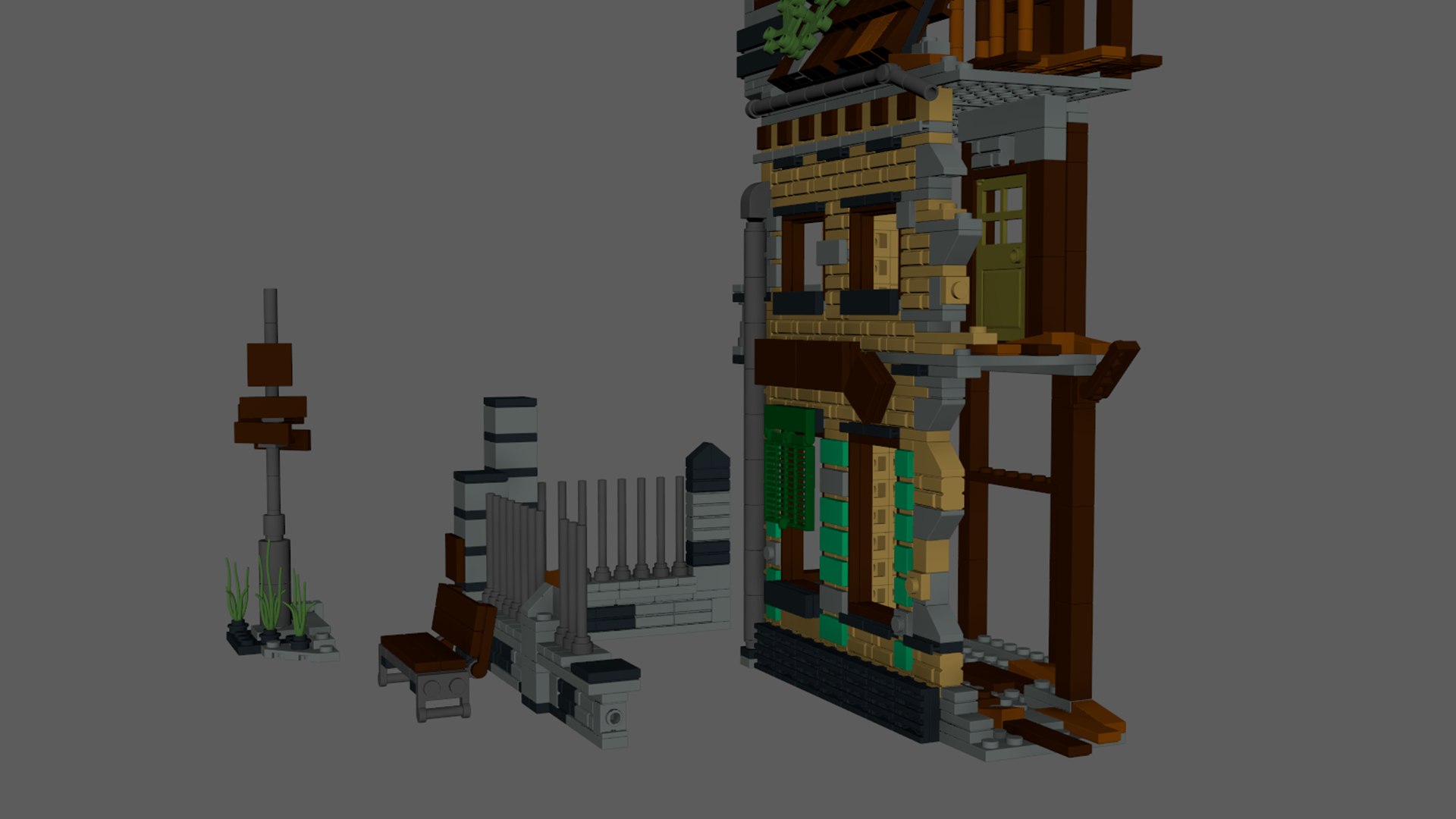 3D Lego Ruined House Destroyed Building - TurboSquid 1860271