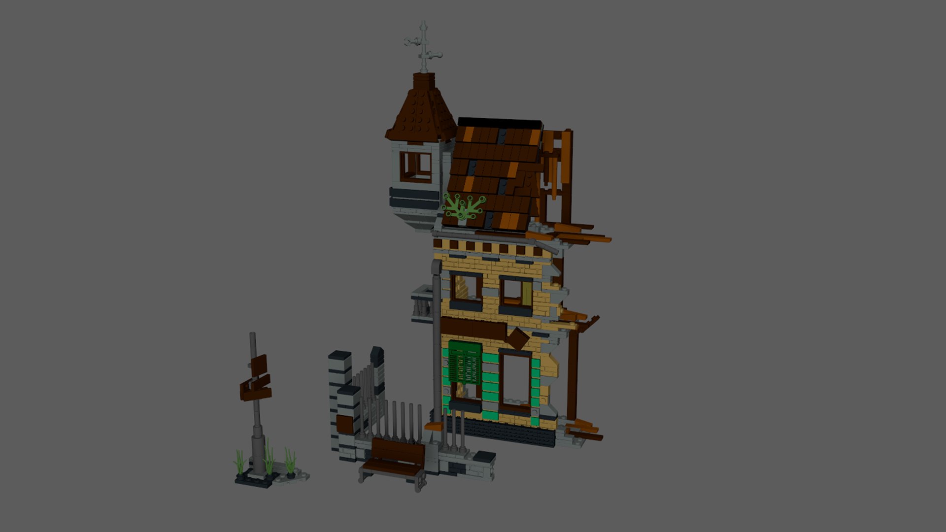 3D Lego Ruined House Destroyed Building - TurboSquid 1860271