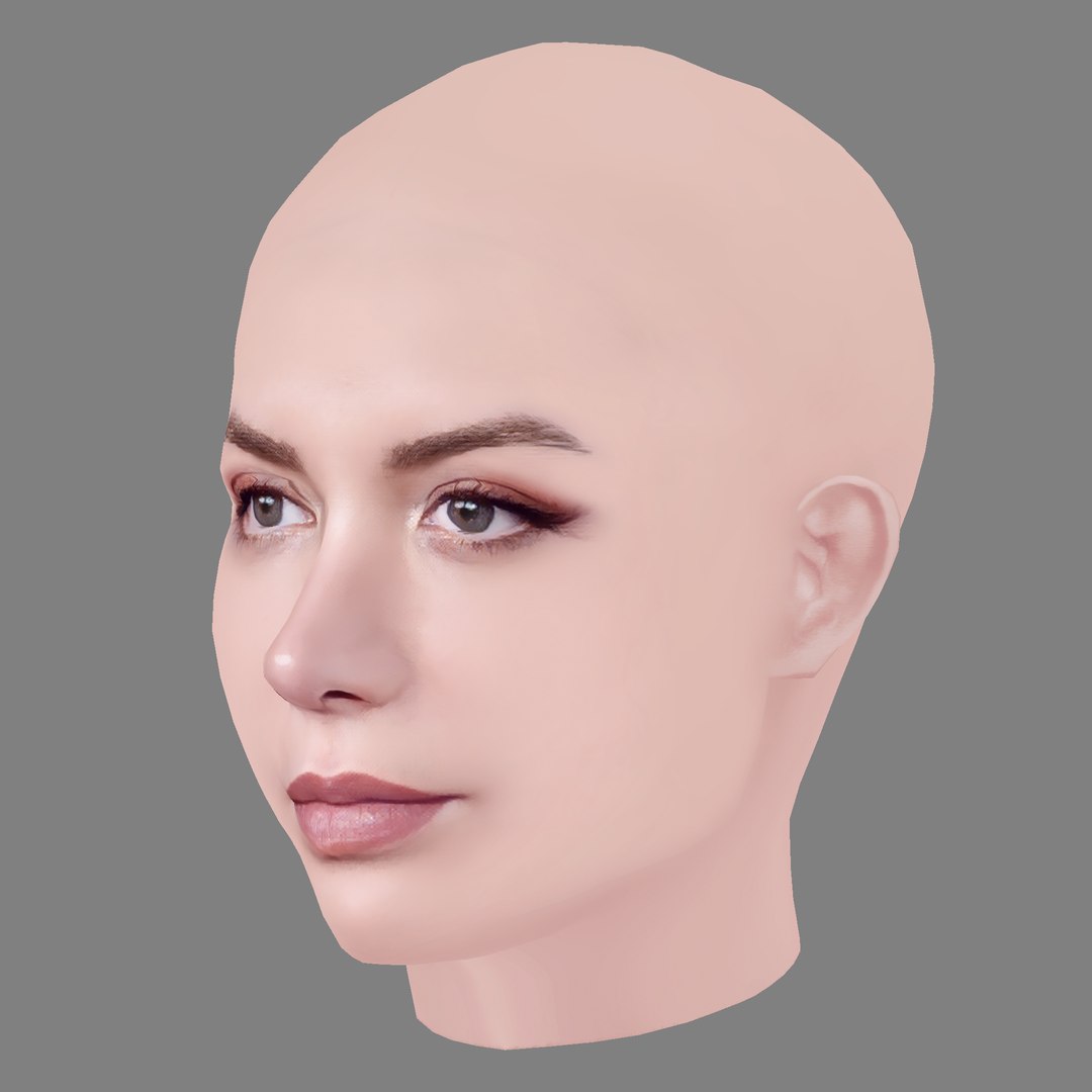 3D Maria Hervas Head - No Hair - Low Poly Head For Game Model ...