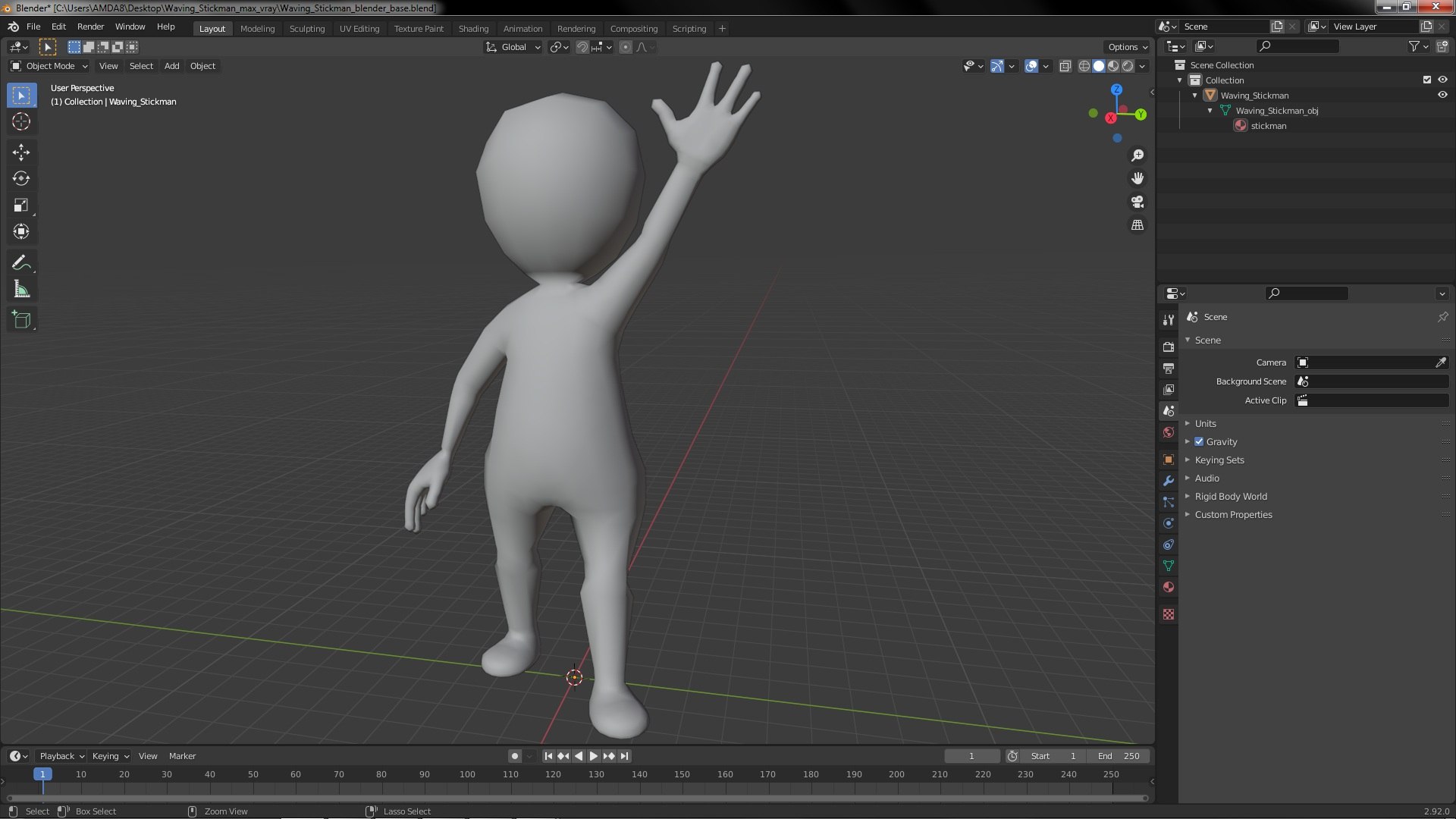 3D Waving Stickman model - TurboSquid 1896639