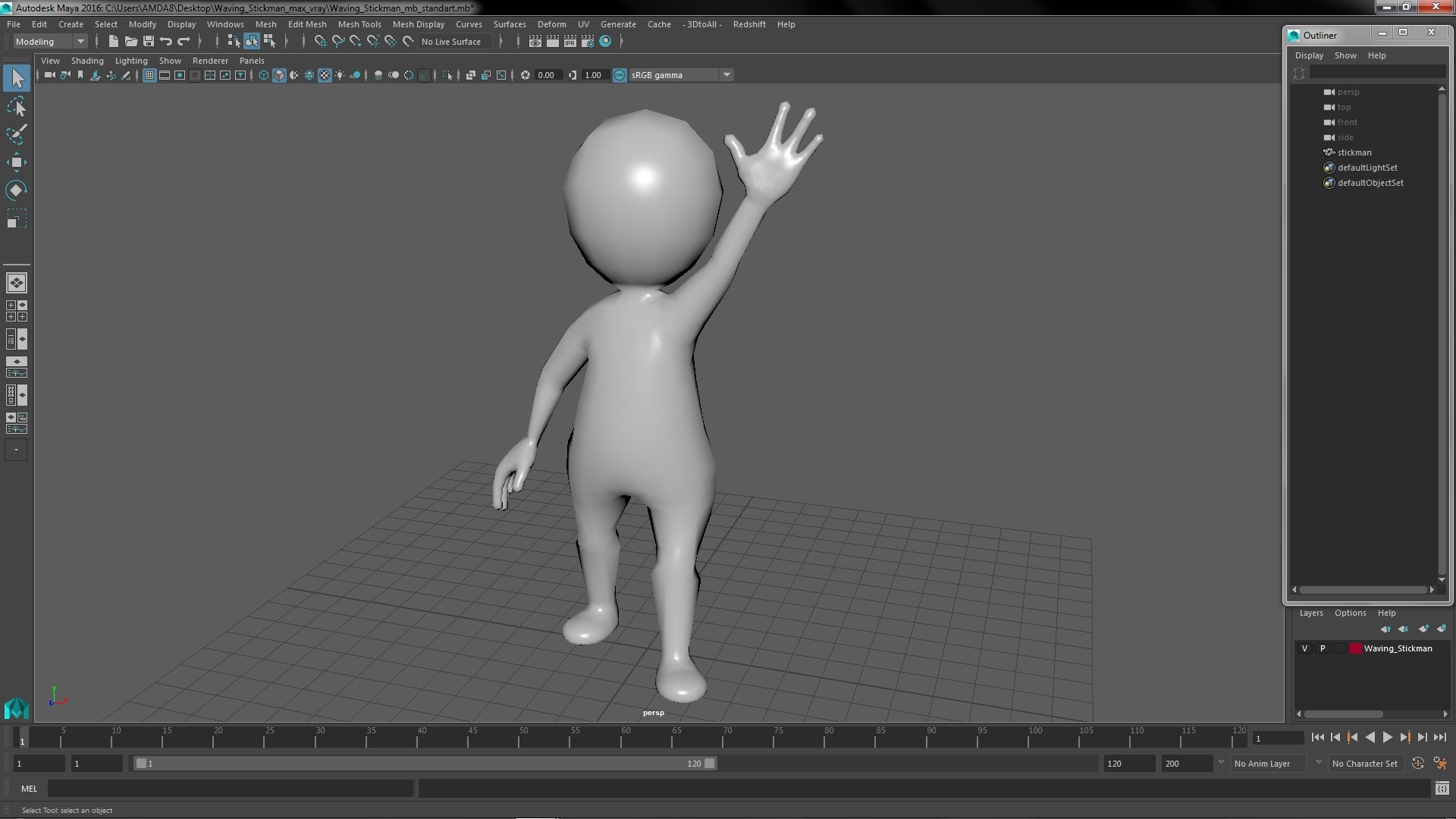 3D Waving Stickman model - TurboSquid 1896639