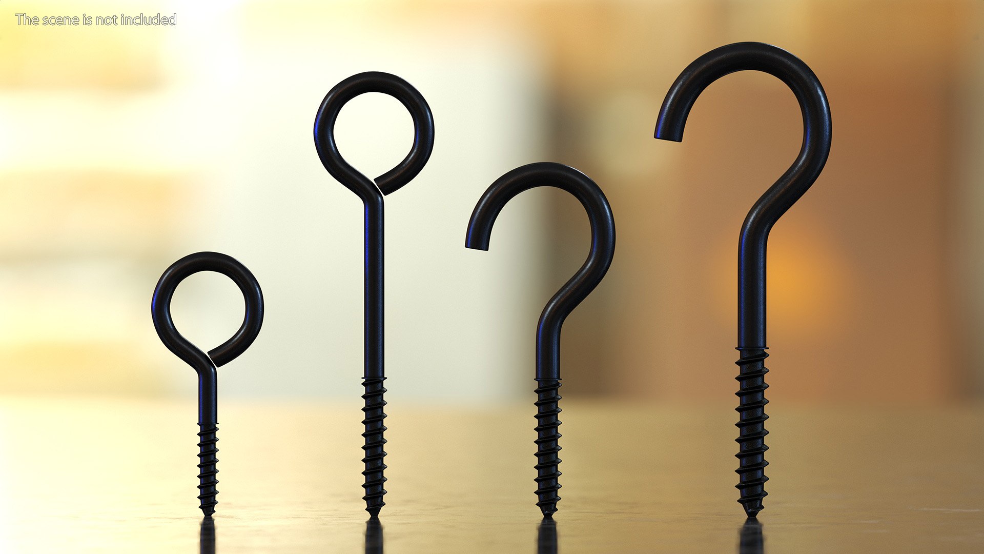 Assorted Metal Screw Hooks Set Black 3D Model - TurboSquid 2217940