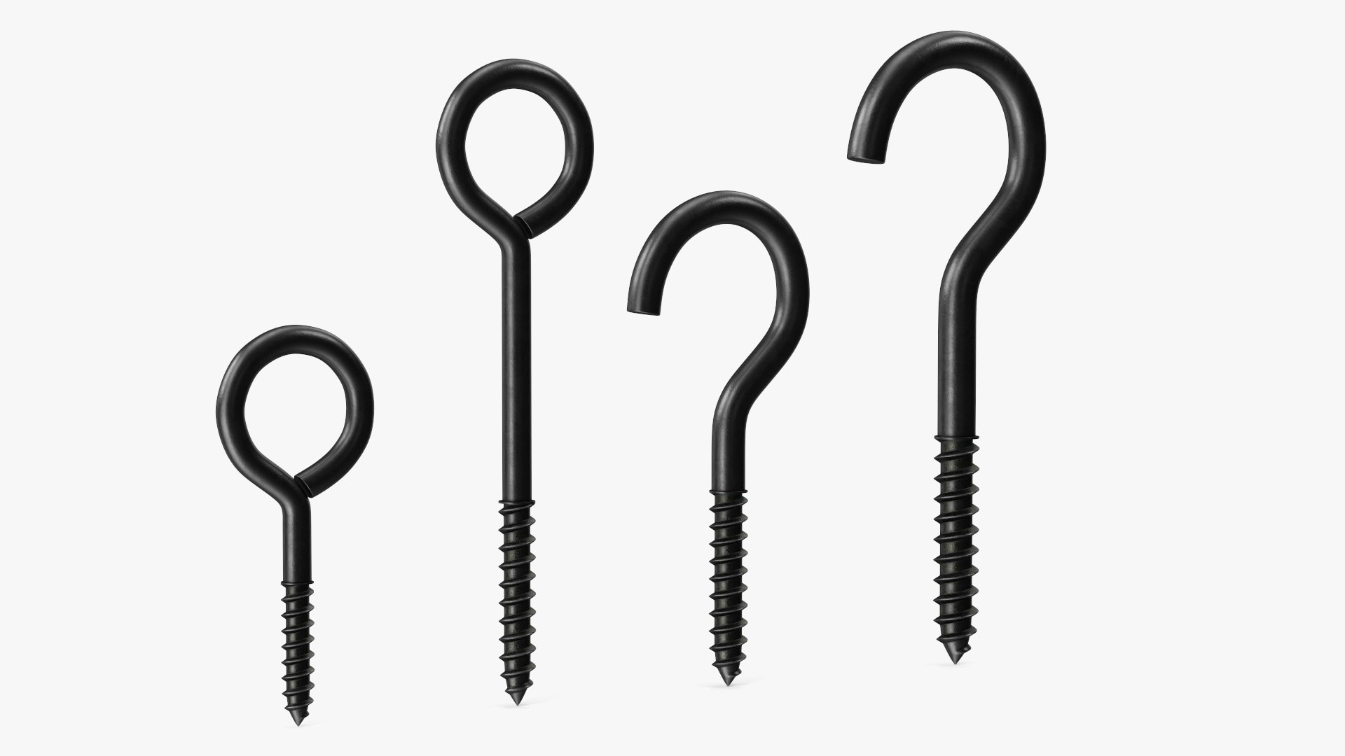 Assorted Metal Screw Hooks Set Black 3D Model - TurboSquid 2217940
