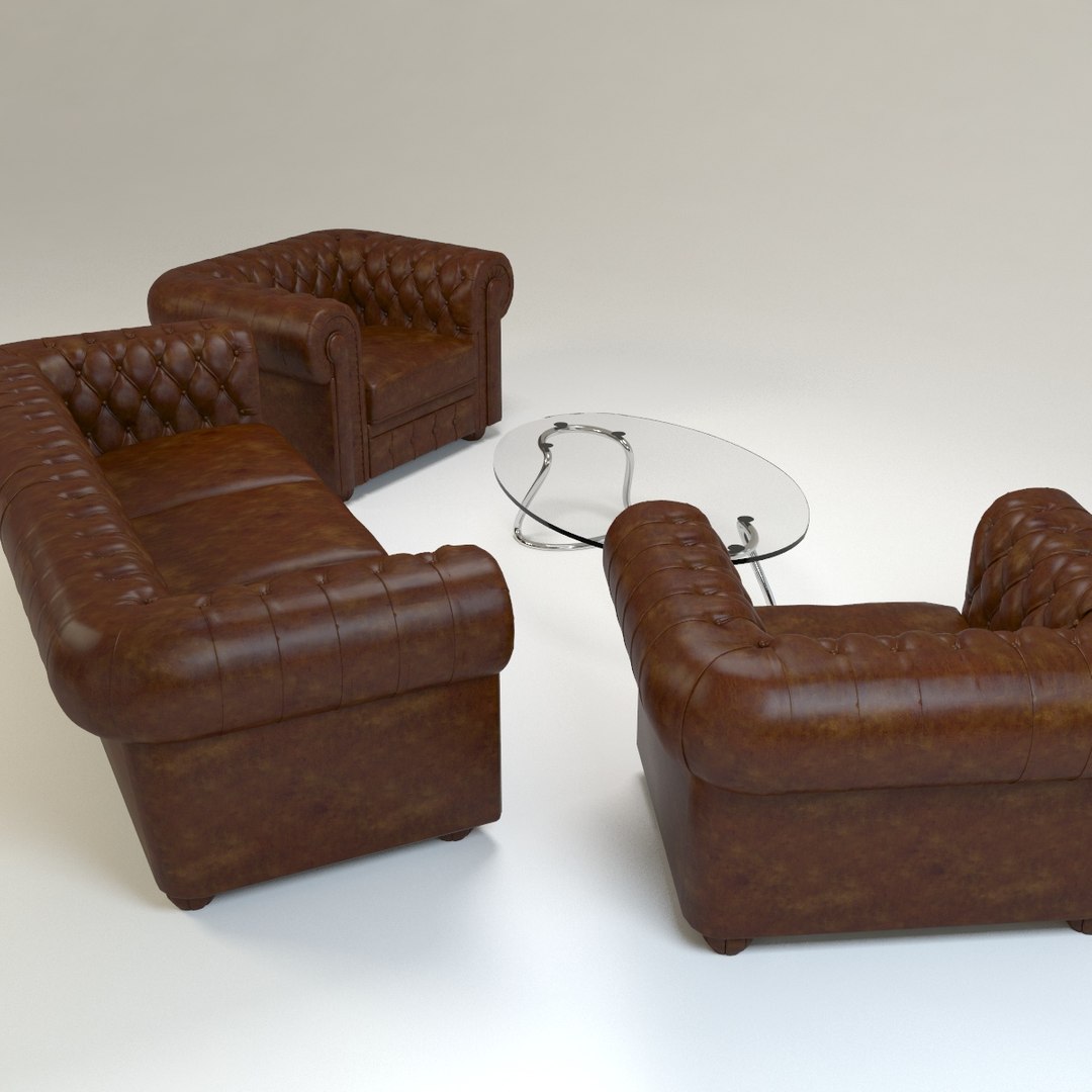 3d model chesterfield set sofa
