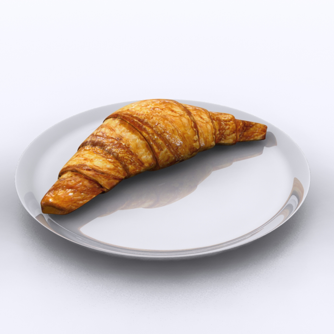 3d Croissant Low-poly Unwrapped