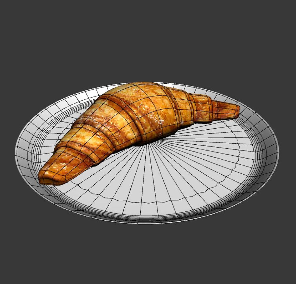 3d Croissant Low-poly Unwrapped