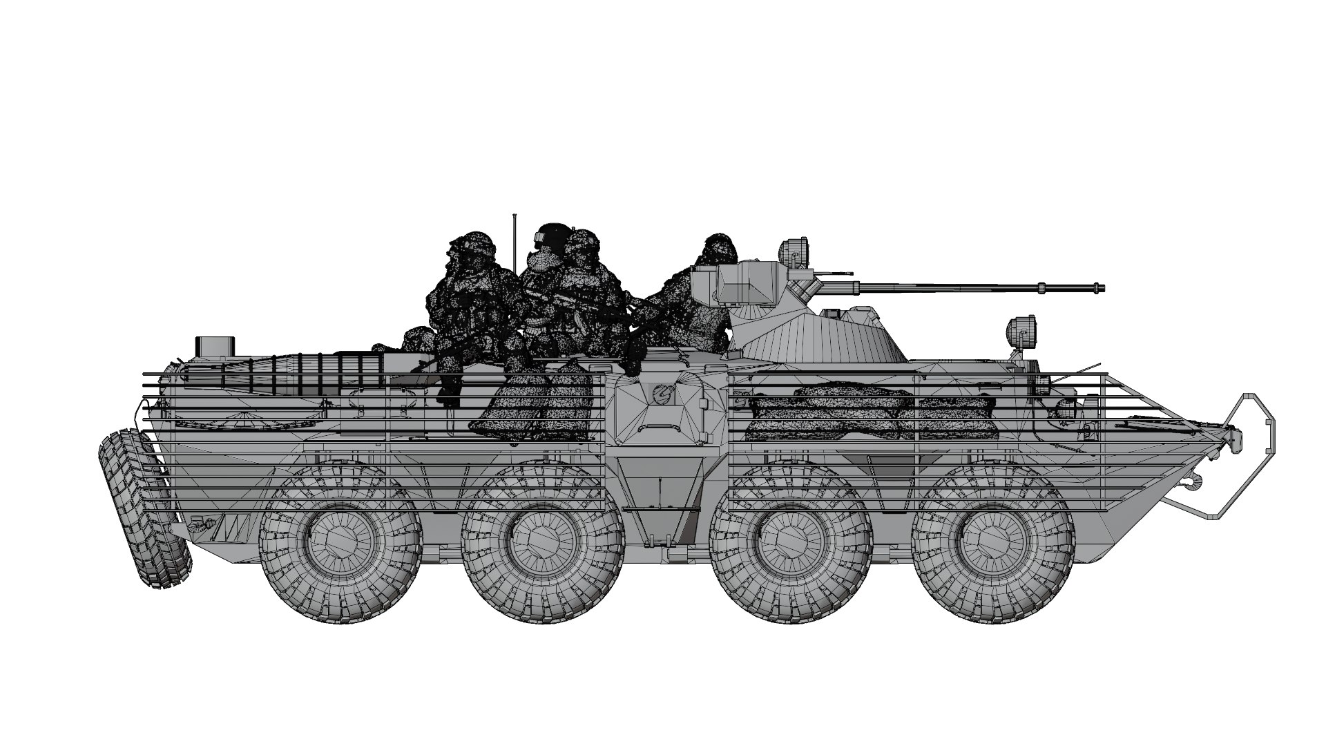 Armored personnel carrier BTR-82A with bars 3D model - TurboSquid 2034446