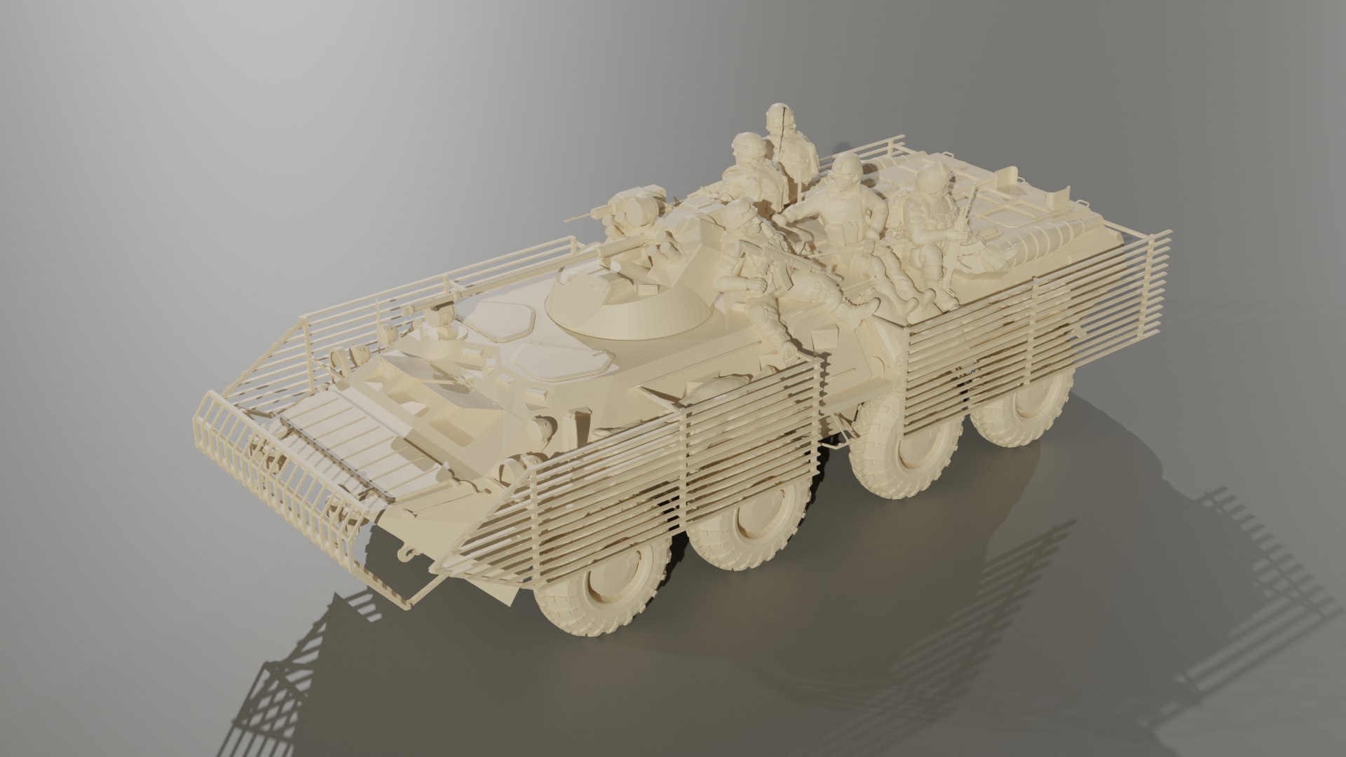 Armored personnel carrier BTR-82A with bars 3D model - TurboSquid 2034446